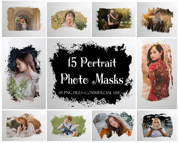 Portrait Photo Masks Photoshop Overlays Watercolor Masks - Etsy UK