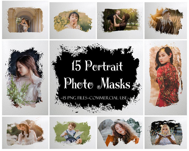 Portrait Photo Masks Photoshop Overlays Watercolor Masks - Etsy