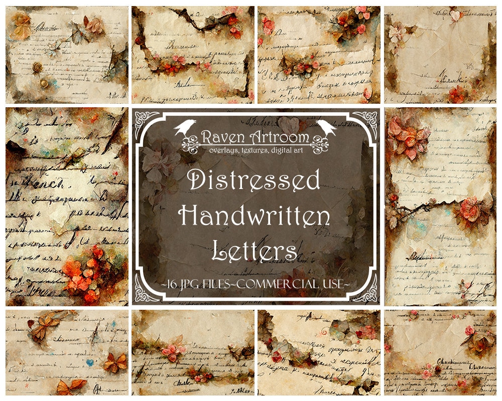 Distressed Handwritten Letters Junk Journal Papers Digital - Etsy