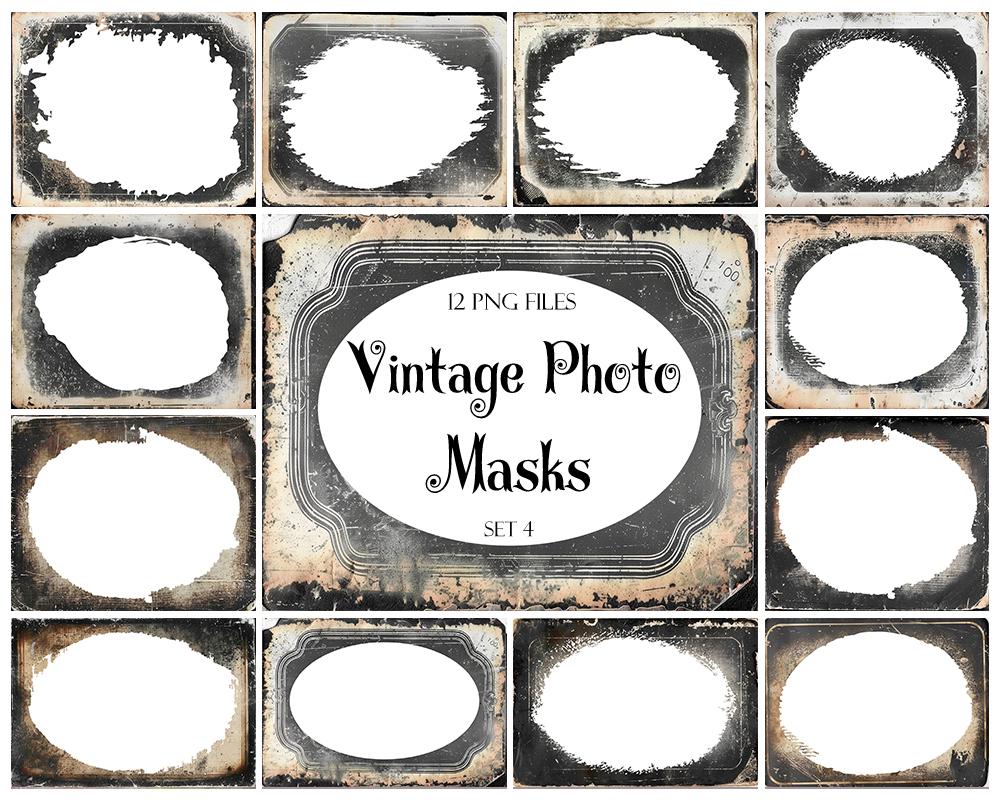 Vintage Photo Masks, Photoshop Overlays, Watercolor Masks, Photoshop ...