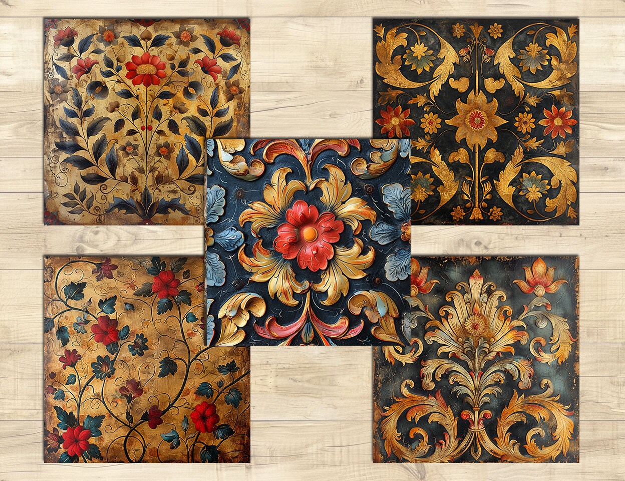 Spanish Golden Age Papers, Digital Papers, Printable Papers, Scrapbook ...