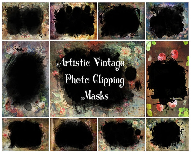 40 Clipping Photoshop Masks Clipping Masks Bundle Watercolor - Etsy