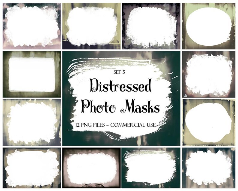 48 Photo Masks, Photoshop Overlays, Watercolor Masks, Photoshop Frames ...