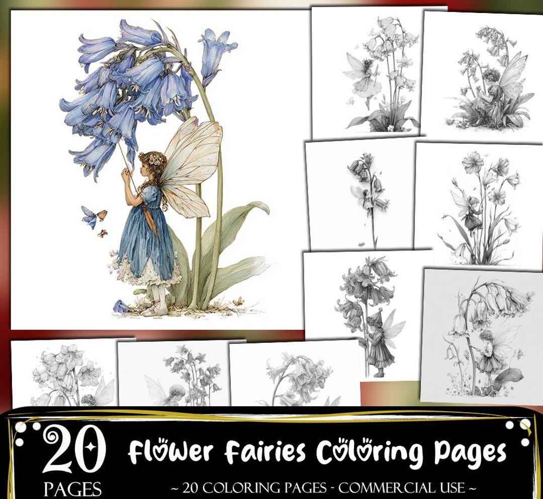 Flower Fairies Printable Coloring Pages, Adults and Kids Coloring Book ...