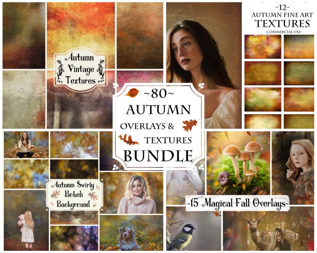 BUNDLE, Photoshop Overlays, Autumn Textures, Vintage Textures, Digital ...