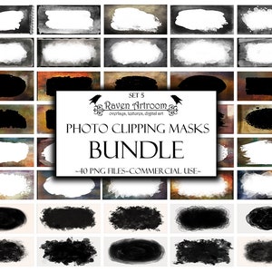 180 Clipping Photo Masks, Clipping Masks Bundle, Watercolor Masks ...