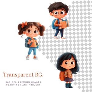 Back to School Watercolor Clipart | Cute Kids PNG Bundle | 36 School ...