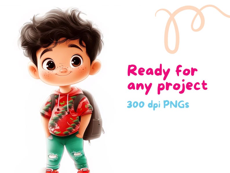 School Kids Clipart Bundle: 25 Diverse PNG Illustrations (digital ...