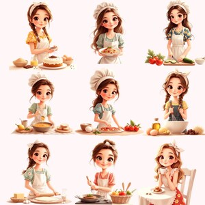 70 Cozy Cooking Clipart Pack -pngs | Cute Chef Girls, Baking, Kitchen ...