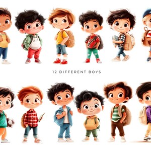School Kids Clipart Bundle: 25 Diverse PNG Illustrations (digital ...