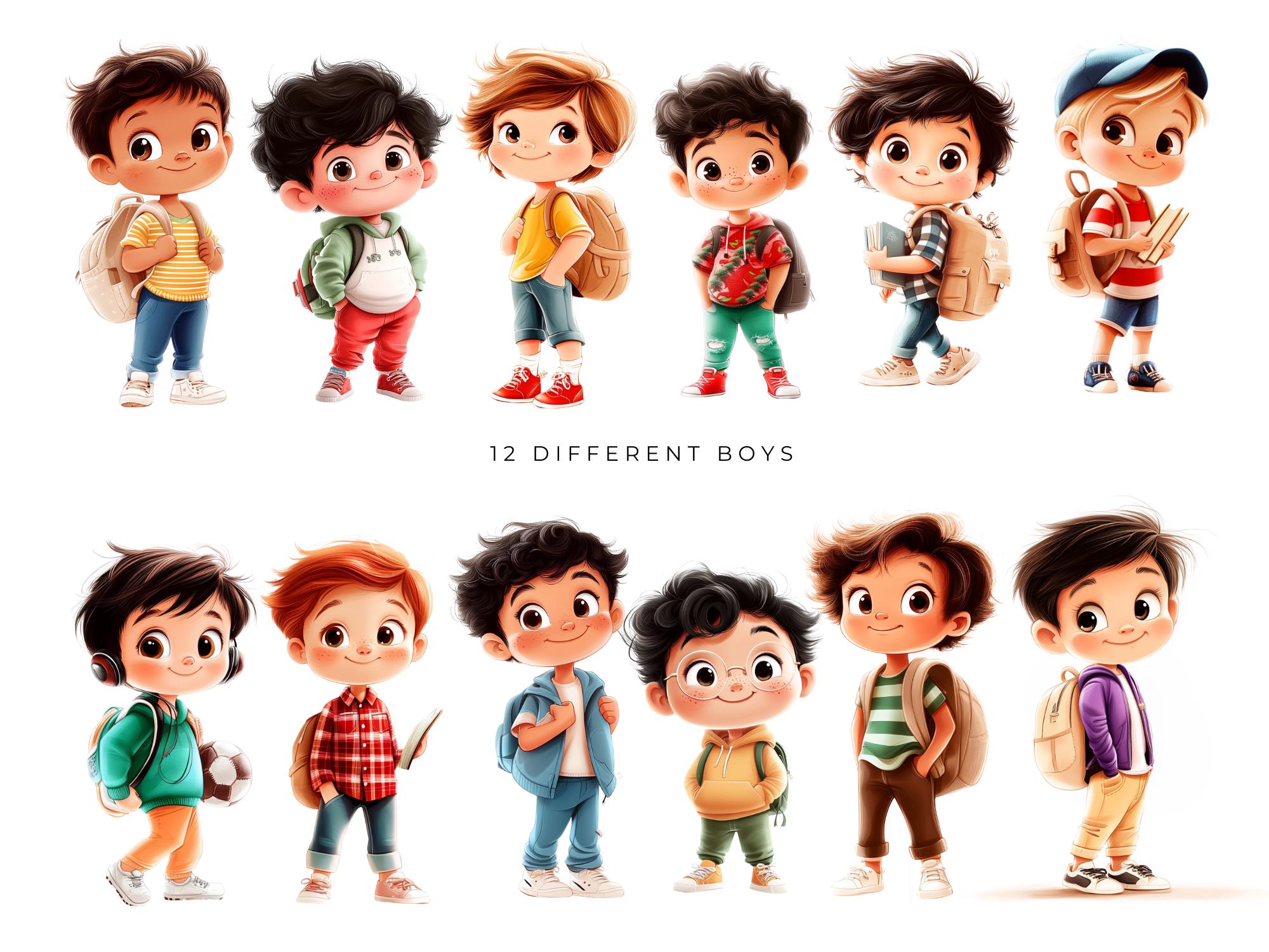 School Kids Clipart Bundle: 25 Diverse PNG Illustrations (digital ...