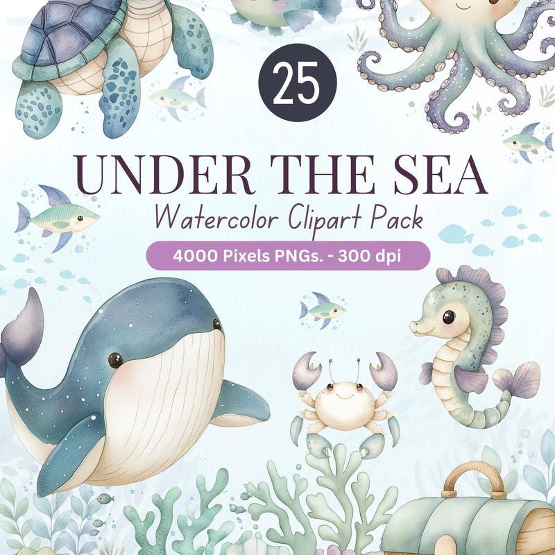 Sea Animal Clipart - Etsy