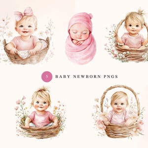 63 Watercolor Babyshower Clipart, Newborn Clipart, Clipart for Newborn ...