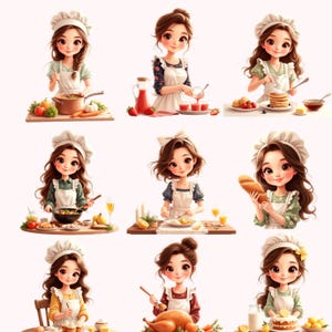 70 Cozy Cooking Clipart Pack -pngs | Cute Chef Girls, Baking, Kitchen ...