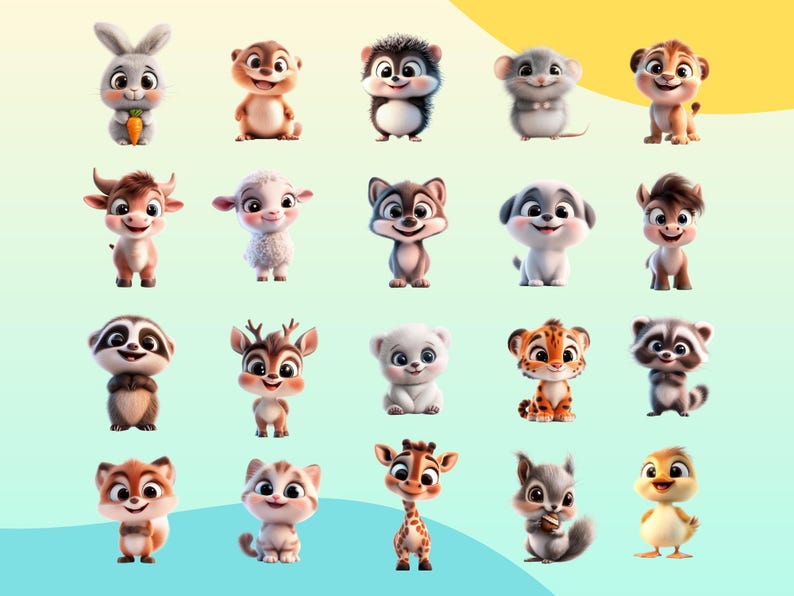 3D Cute Furry Fuzzy Animals PNG Clipart Instant Download Commercial Use ...