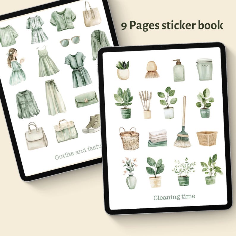 135 Plus Everyday Aesthetic Digital Stickers Bundle | Precropped Pngs ...