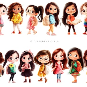 School Kids Clipart Bundle: 25 Diverse PNG Illustrations (digital ...