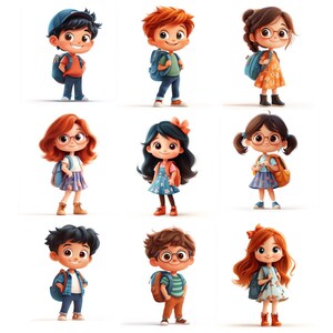 Back to School Watercolor Clipart | Cute Kids PNG Bundle | 36 School ...