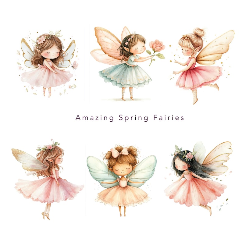 Spring Fairy Watercolor Clipart Bundle: Unicorns, Castles (PNG) - Etsy