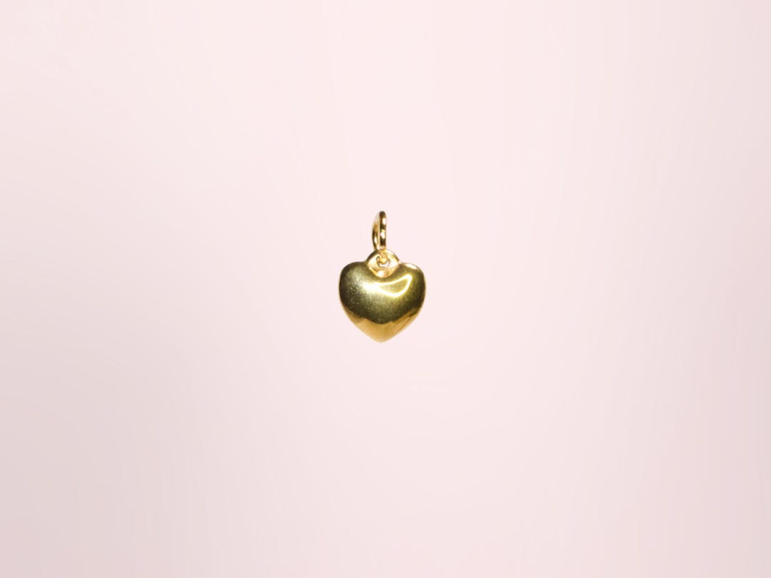 Tiny Gold Heart Charm, 18K Gold Charm, DIY Charms for Necklaces, Heart ...