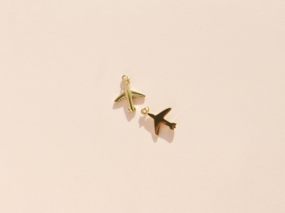 Gold Airplane Charm, 18K Gold Charm, Travel Charms, Travelling Flight ...