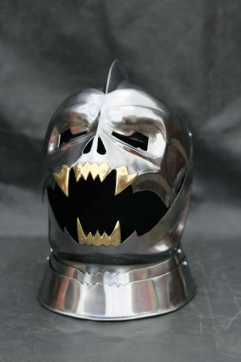 Memorabilia Collectibles Medieval Helmet Old Demonic Face Helmet ...