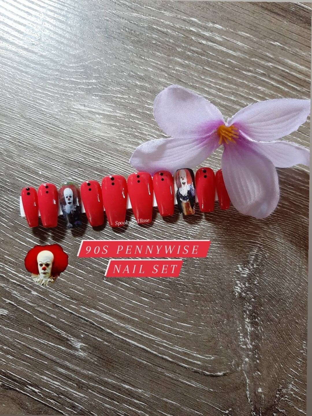 1990 It Pennywise Press on Nails OG Stephen King Clown Halloween Nails ...