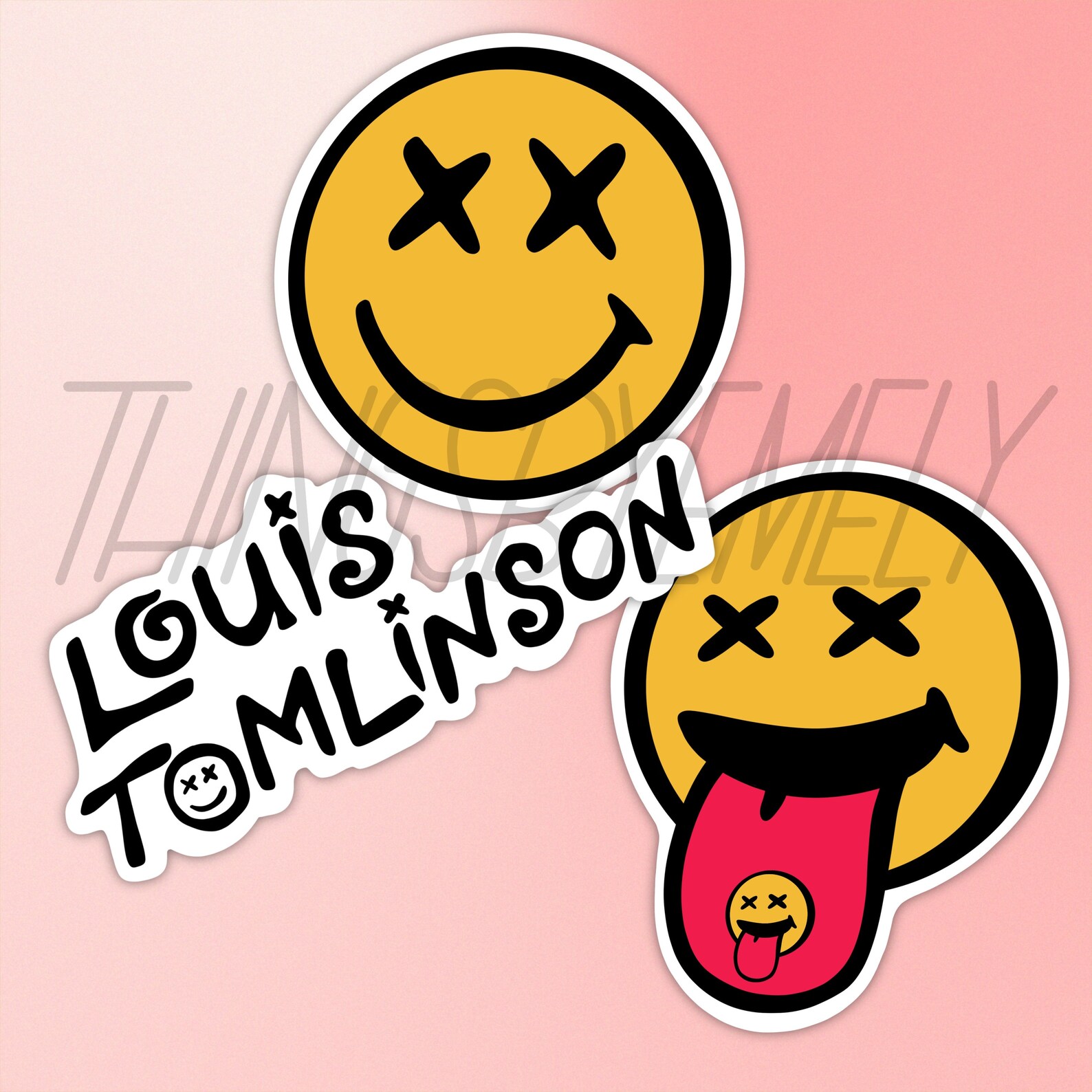 Louis Smiley Sticker | 369 Waterproof Water Resistant Glossy Die Cut ...