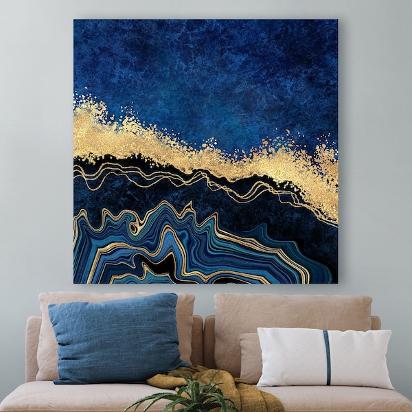 Blue Gold Painting - Etsy