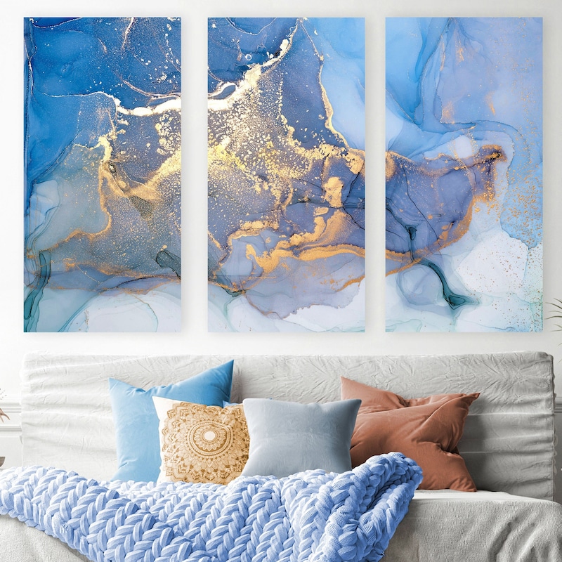Blue Gold Painting - Etsy