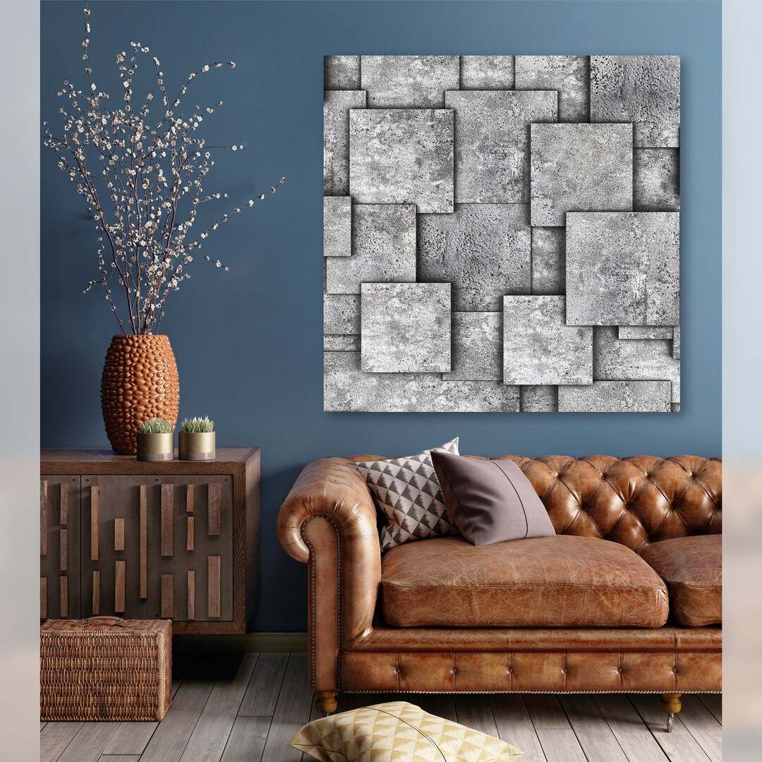Stone Tiles Canvas Art, Modern Art of Stone Blocks + Building Material ...