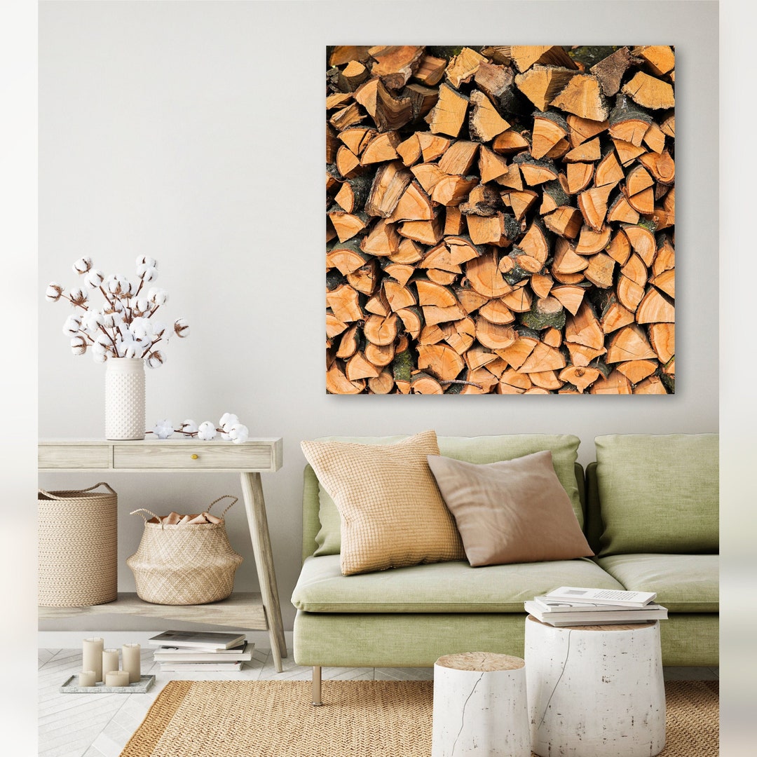 Chopped Wood Canvas Art, Modern Art of Wood Stacks + Building Material ...