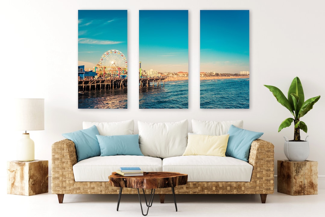 Beach Boardwalk Ferris Wheel Canvas, Wall Art of Carnival Pier in ...