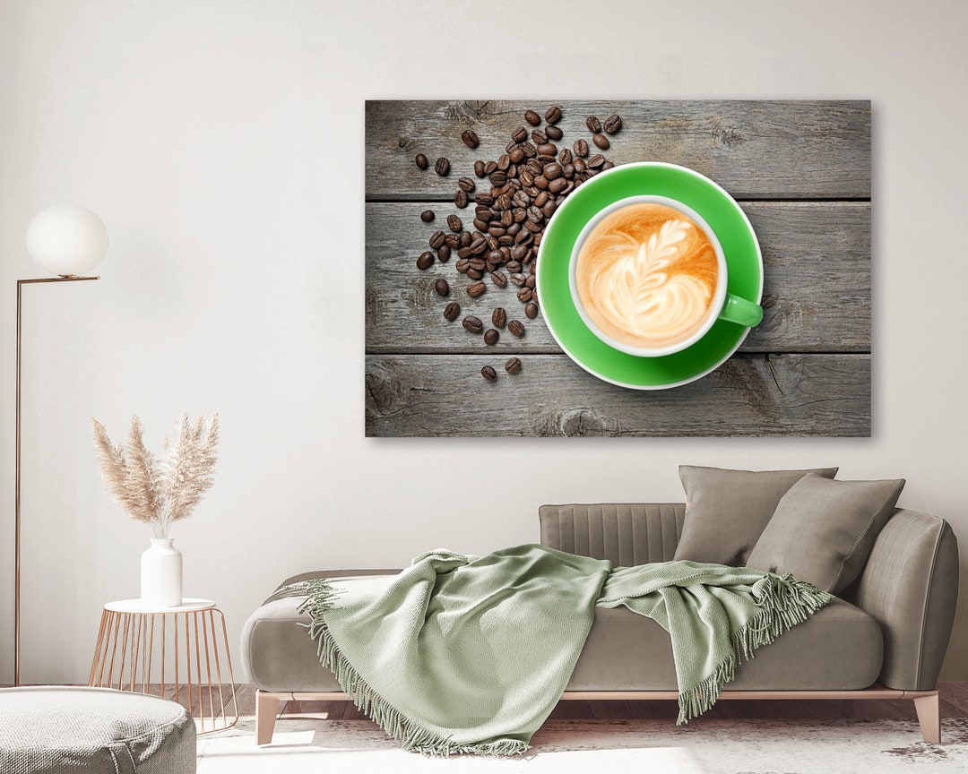 Latte + Coffee Canvas Art, Artwork of Latte Drink + Coffee Beans ...