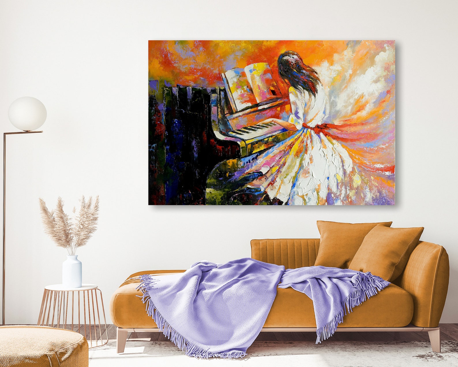 Angel of Music Canvas Art Colorful Painting of Girl in White - Etsy