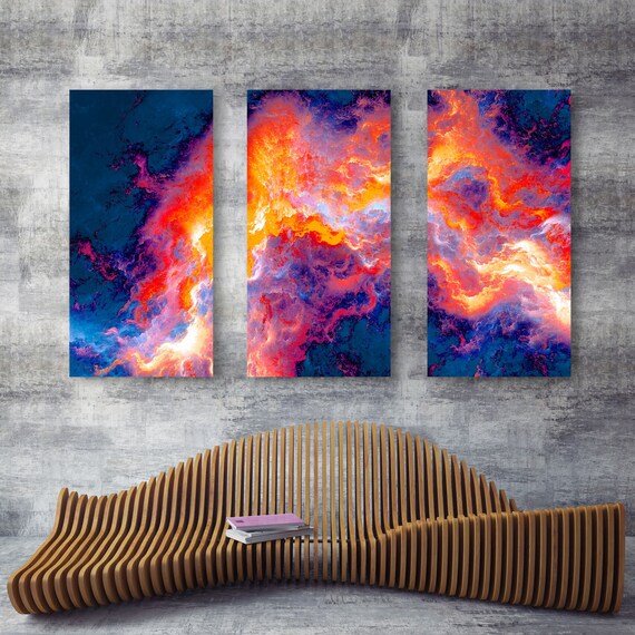 Fiery Red Indigo Storm Clouds Art Canvas Abstract Fractal - Etsy