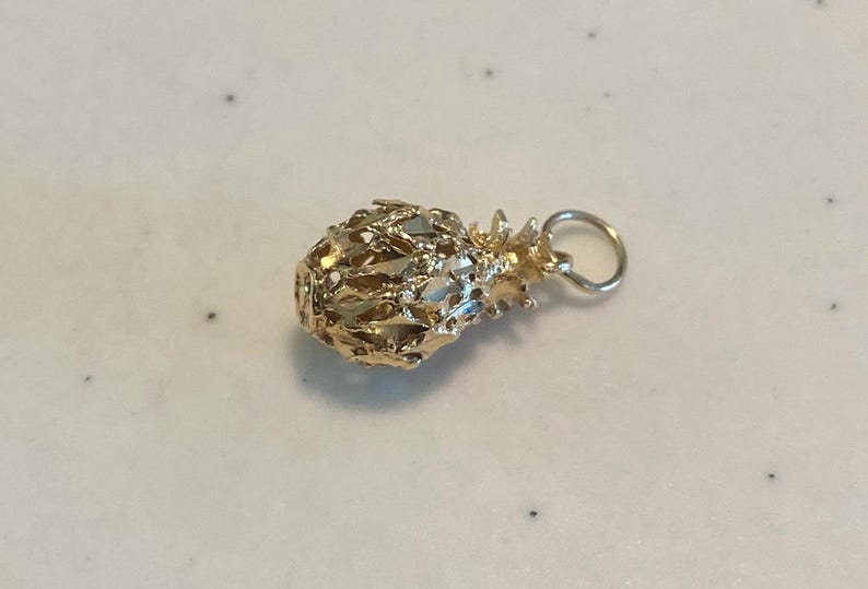 14k Gold 3D Pineapple Charm - Etsy
