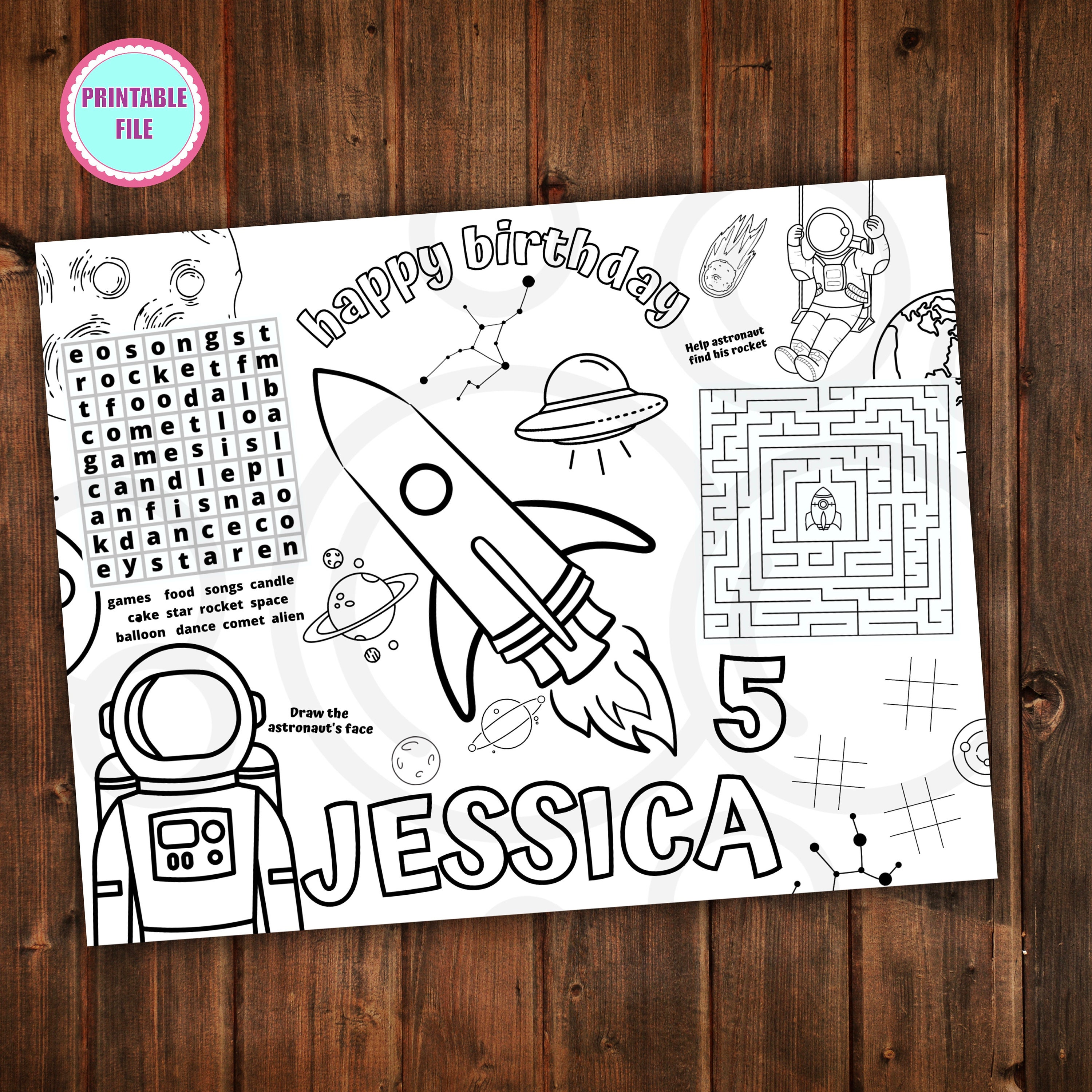 Paper & Party Supplies Party Supplies outer space party coloring mat ...