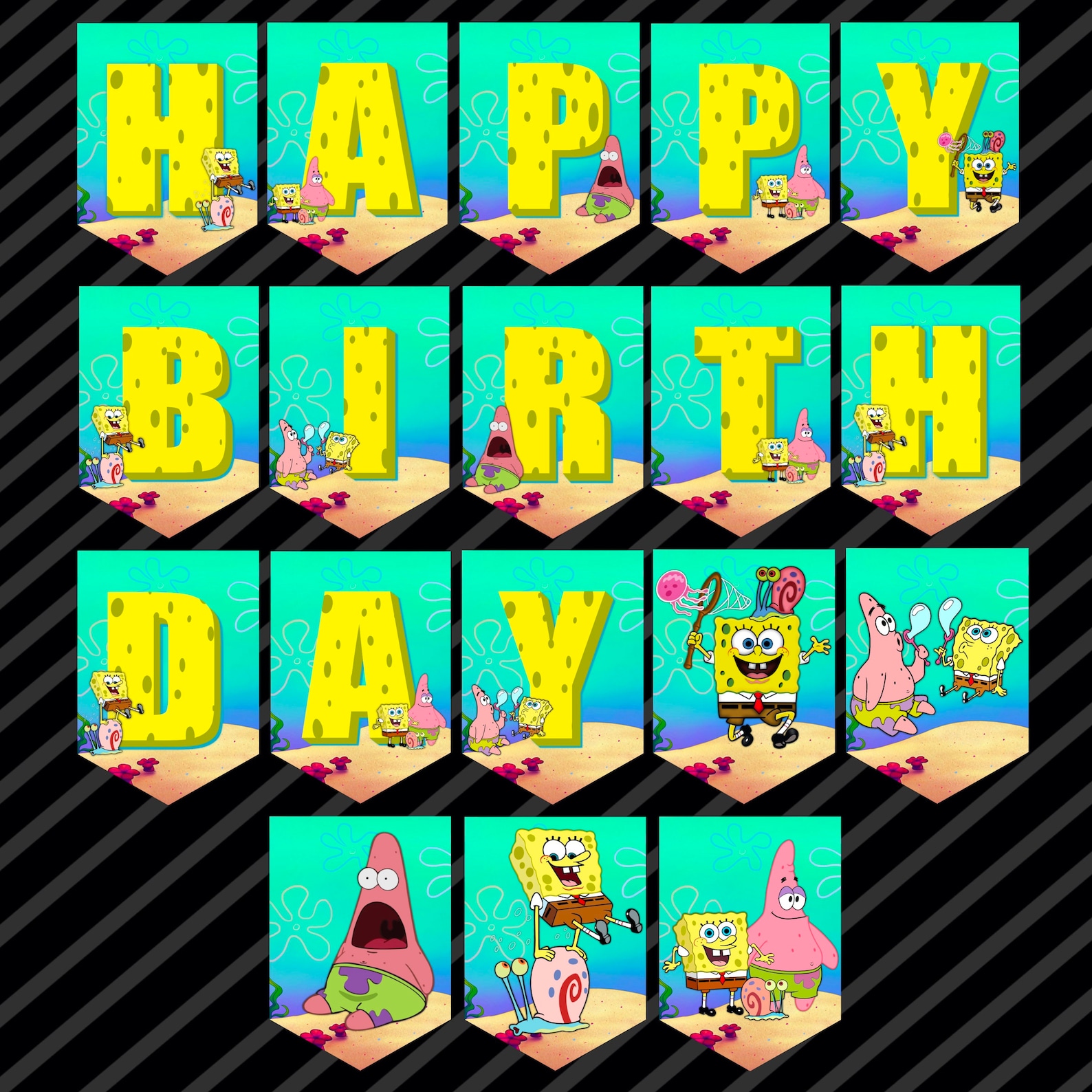 Spongebob Party Banner Printable Spongebob Banner Digital - Etsy
