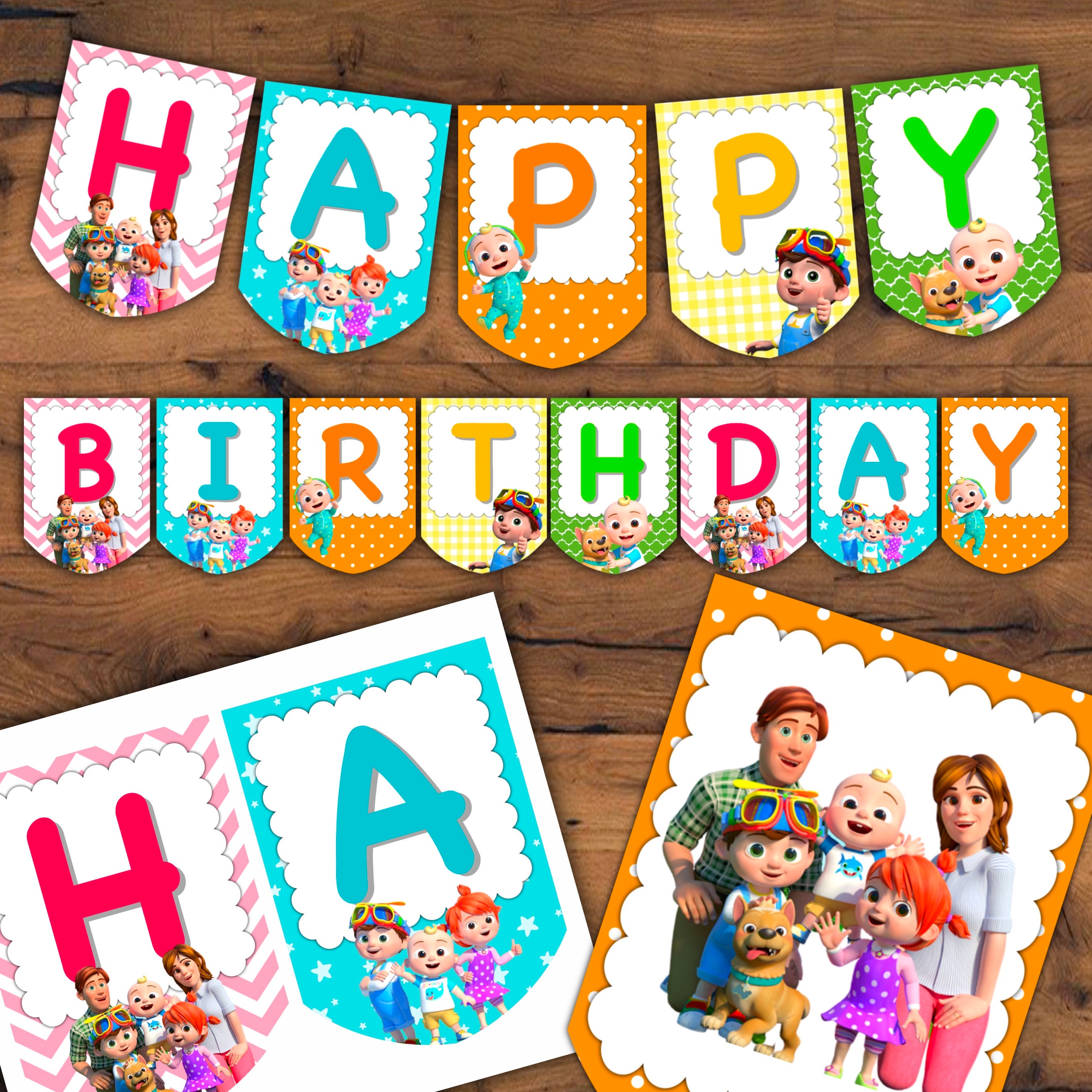 Banners & Signs Party Décor Cocomelon Birthday Party Backdrop DIGITAL ...