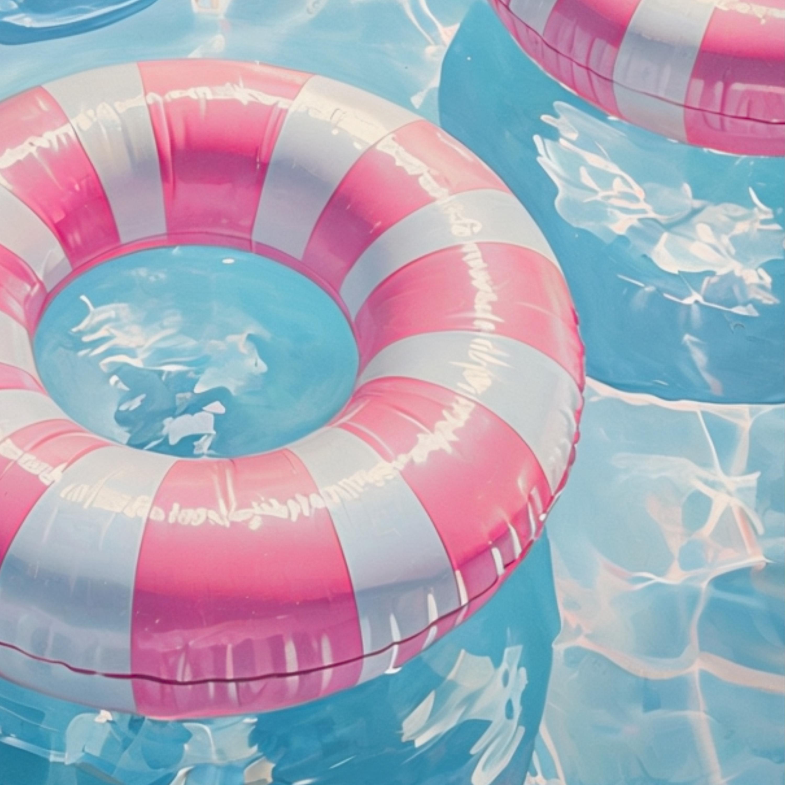 Summer Pool Art Print, Pink Float Wall Art, Coastal Home Decor, Vibrant ...