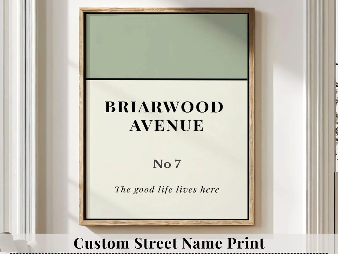 Custom Monopoly Street Name Poster, Personalized Address Print With ...
