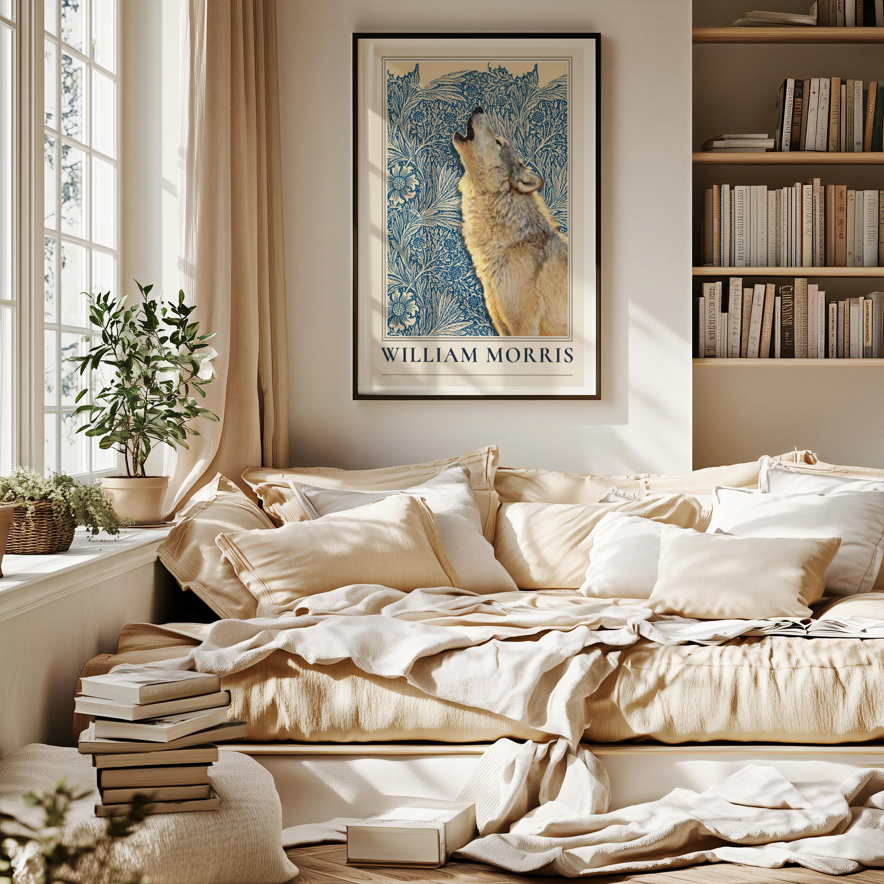 William Morris Wolf Wall Art Print, Woodland Animal Poster, Rustic ...