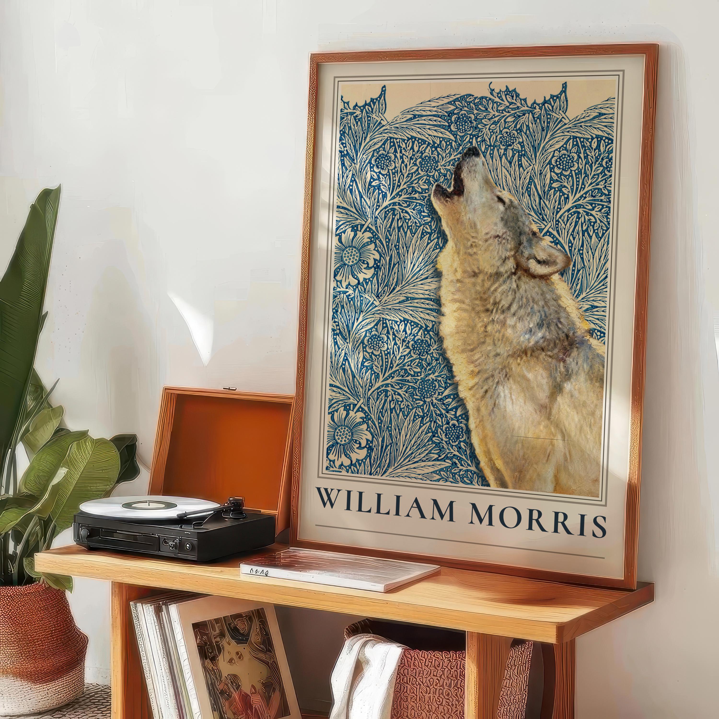 William Morris Wolf Wall Art Print, Woodland Animal Poster, Rustic ...