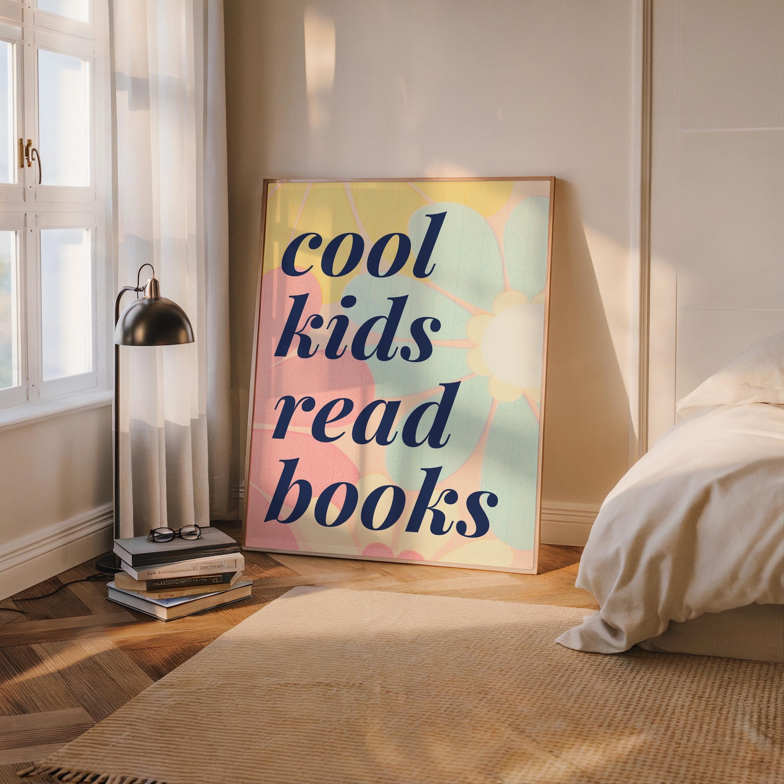 Cool Kids Read Books Poster, Retro Kids Room Wall Art, Bold Typography ...