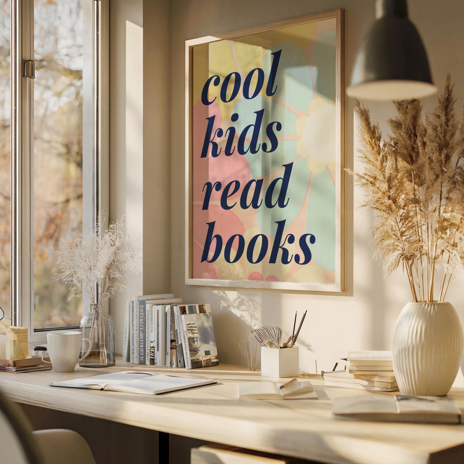 Cool Kids Read Books Poster, Retro Kids Room Wall Art, Bold Typography ...
