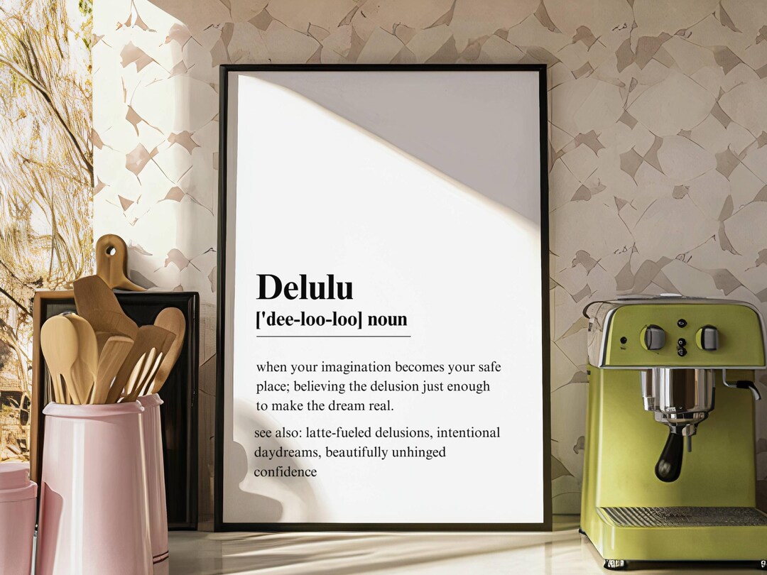 Delulu Definition Poster - Funny Minimalist Wall Art, Aesthetic Quote ...
