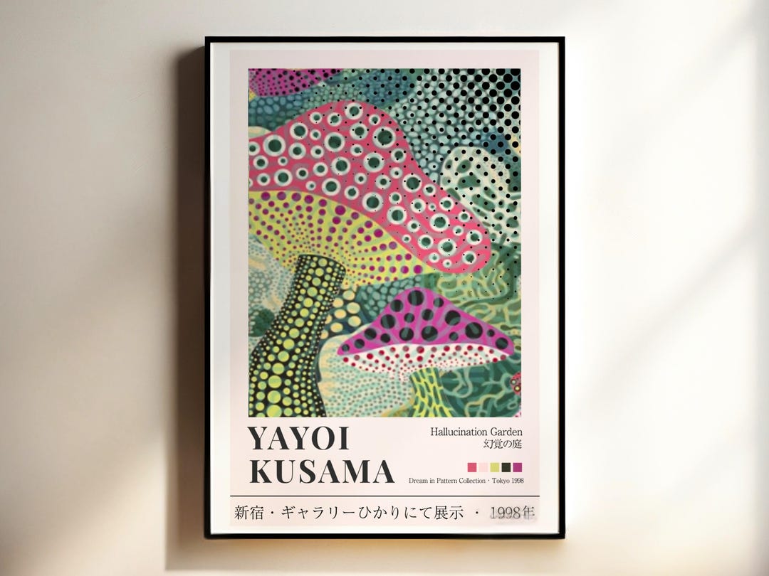 Yayoi Kusama Inspired Mushroom Print, Psychedelic Dot Art Poster ...