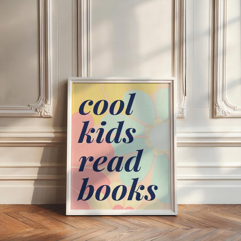 Cool Kids Read Books Poster, Retro Kids Room Wall Art, Bold Typography ...