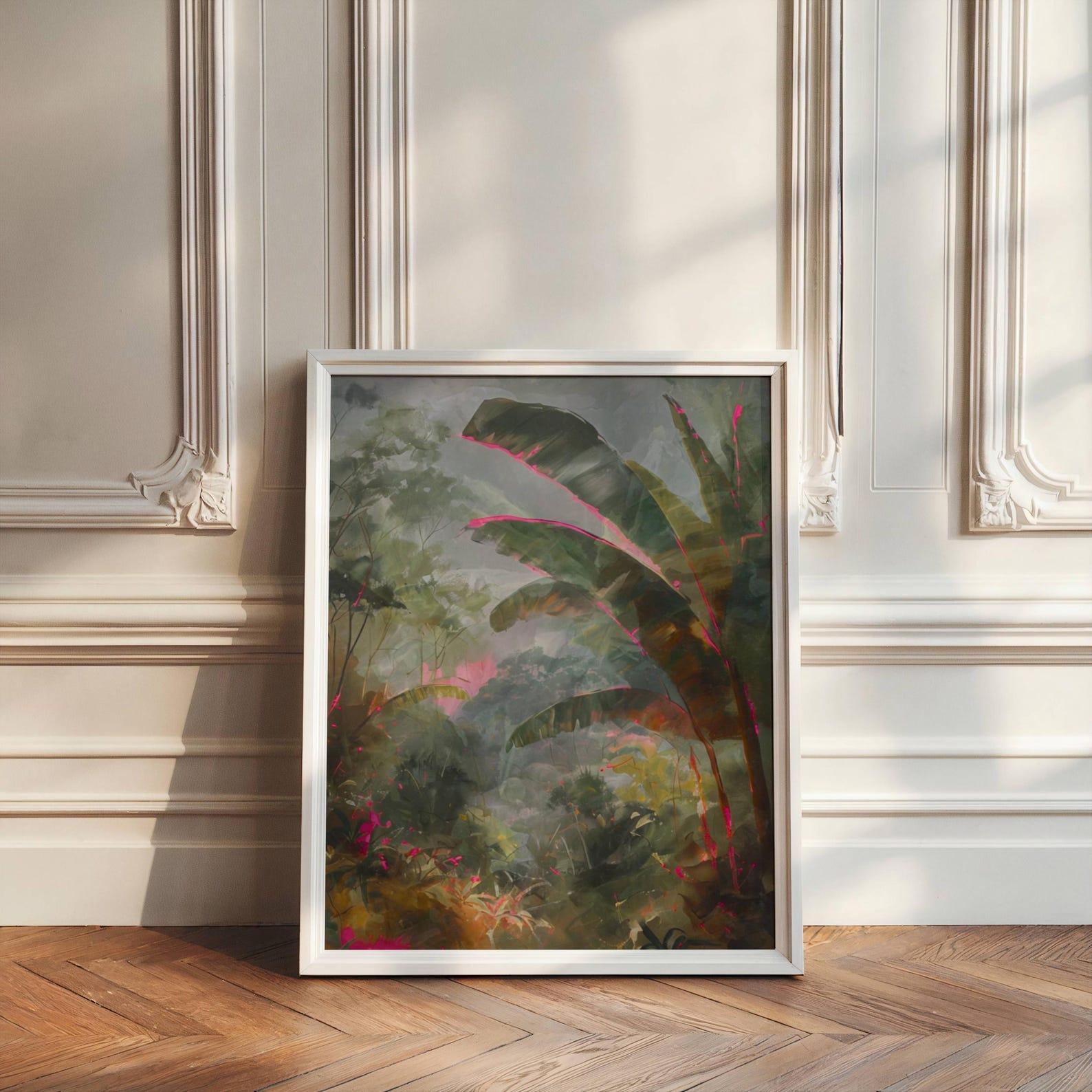Tropical Jungle Wall Art Print, Bold Palm Leaf Poster, Moody Botanical ...